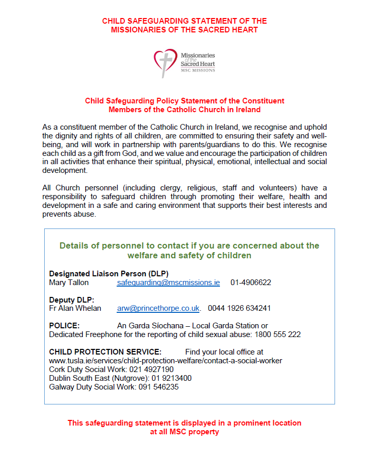 Safeguarding | Missionaries of the Sacred Heart